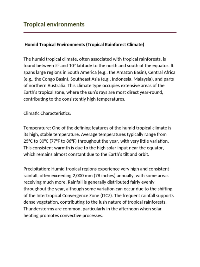 Tropical environments | PDF | Tropics | Subtropics