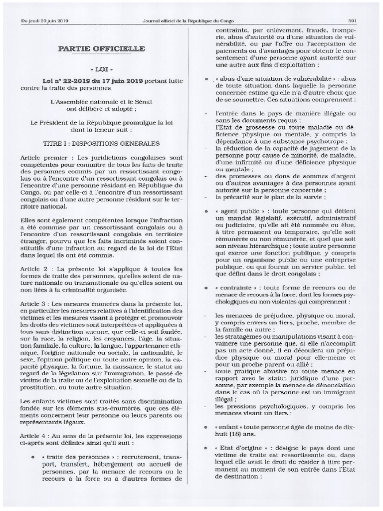 2019 Law On The Fight Against Trafficking | PDF