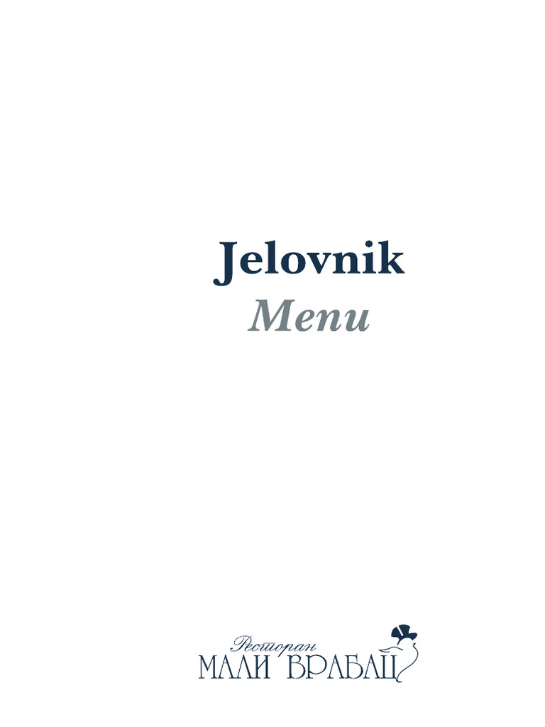 Restoran Mali Vrabac Jelovnik | PDF