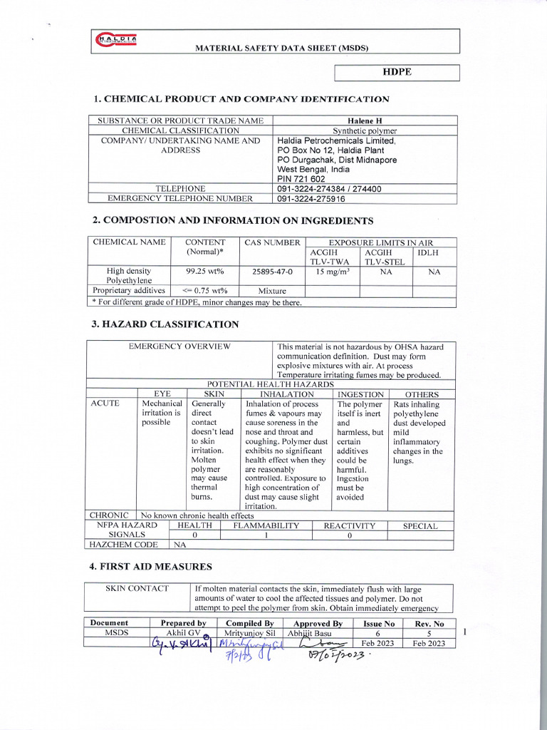 HPL MSDS HDPE Feb23 | PDF