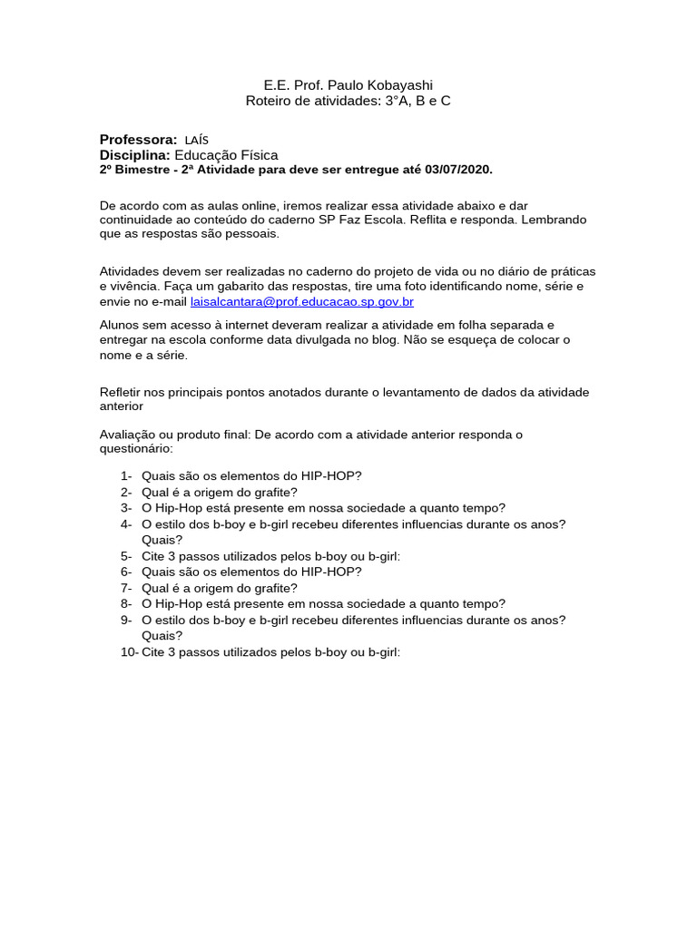 Atividade Prof Lais | PDF