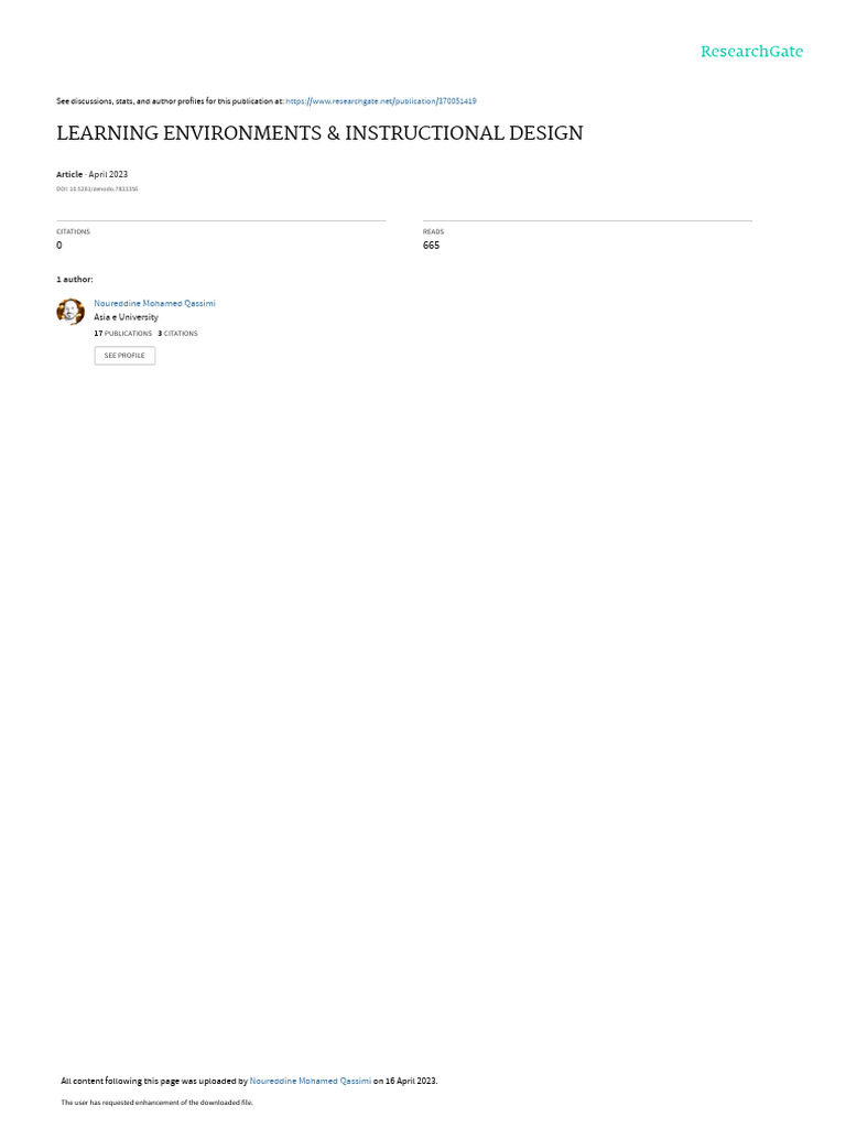 Learning Environments Instructional Design Choices | PDF | Instructional Design | Learning