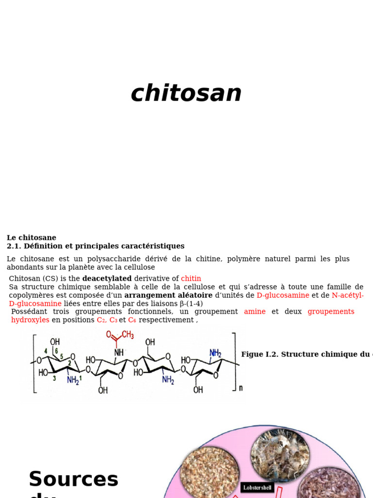 Propriétés et applications du chitosane | PDF | Acide | Masse moléculaire