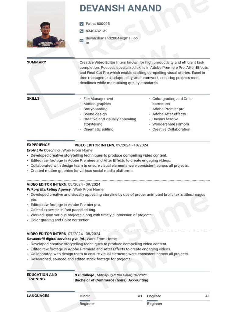 CV@Devansh Anand | PDF