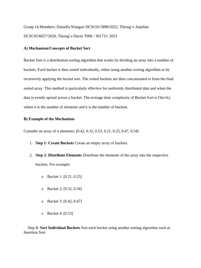 bucket sort | PDF | Applied Mathematics | Theoretical Computer Science