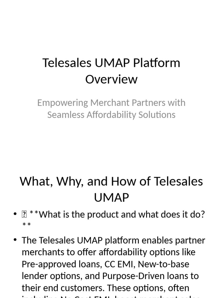 Telesales UMAP Platform Presentation | PDF