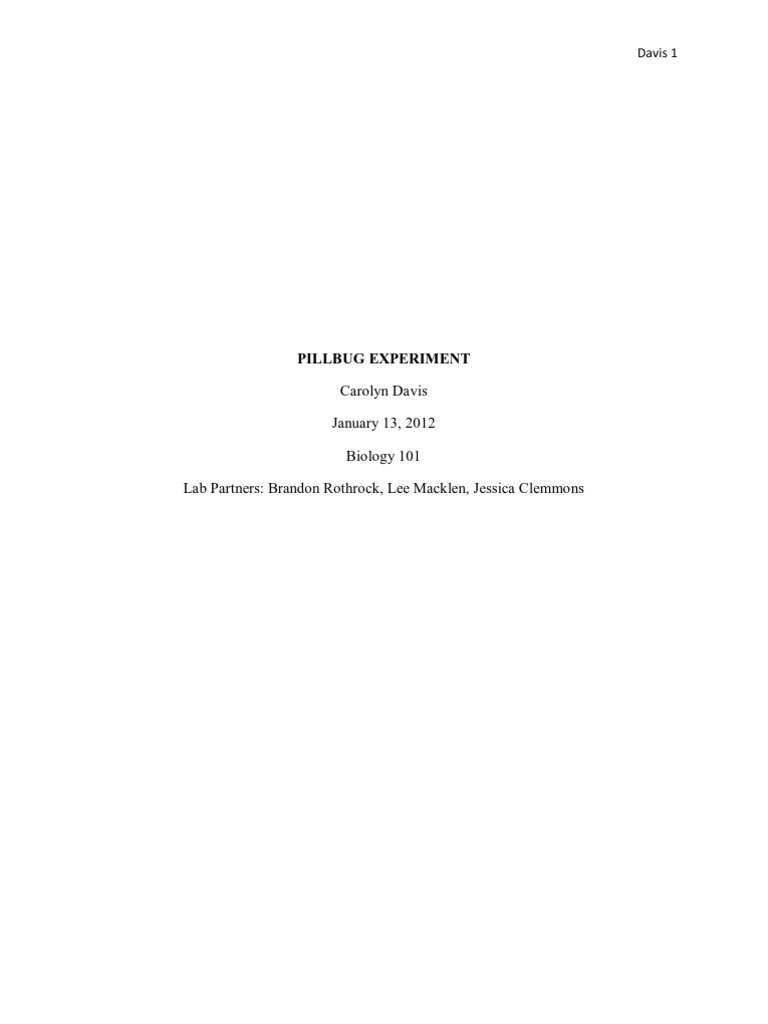 Pill Bug Behavior and Chemotaxis Lab | PDF | Wellness