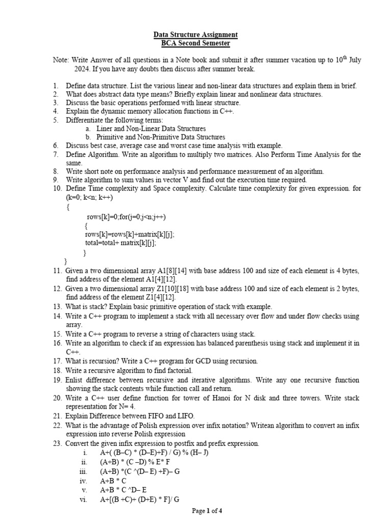 BCA DS Assignment | PDF | Nonlinear System | Linear Map BCA DS Assignment | PDF | Nonlinear System | Linear Map
