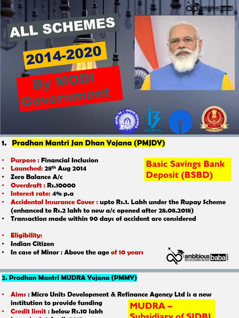 Modi Govt. Scheme 2014 20 PDF | PDF | Government Of India | Economy Of ...