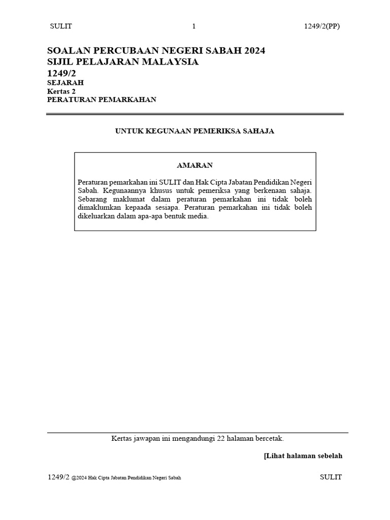 2024 K2 Skema (Sabah) | PDF