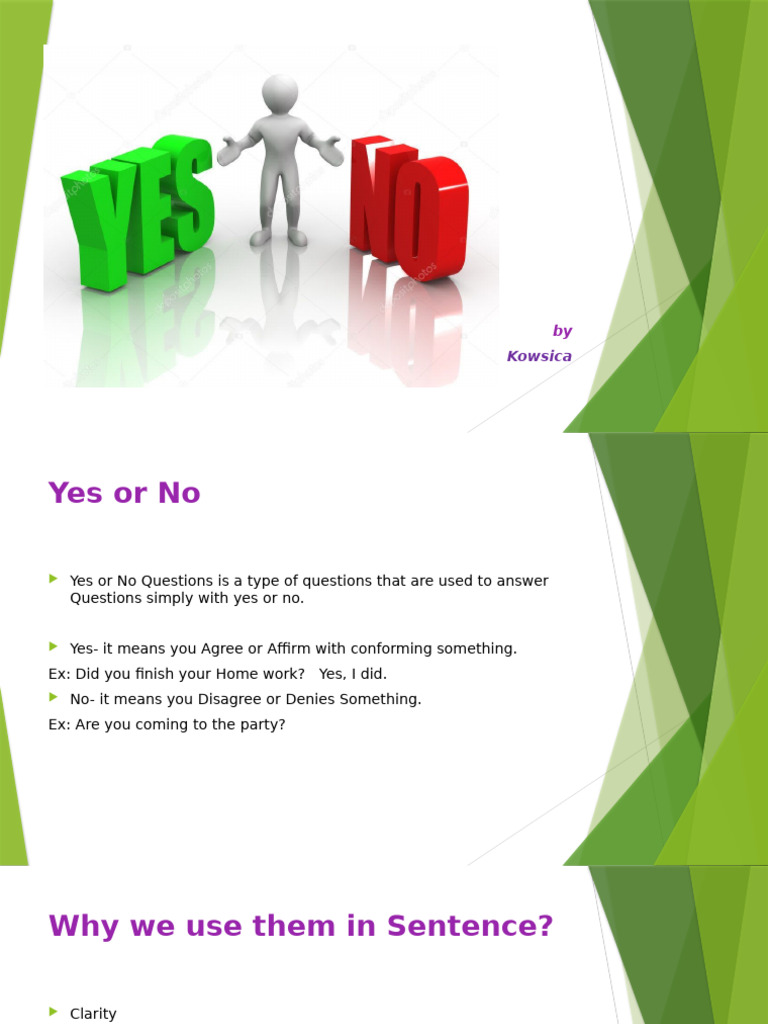 Yes or No Question | PDF | Verb | Subject (Grammar)