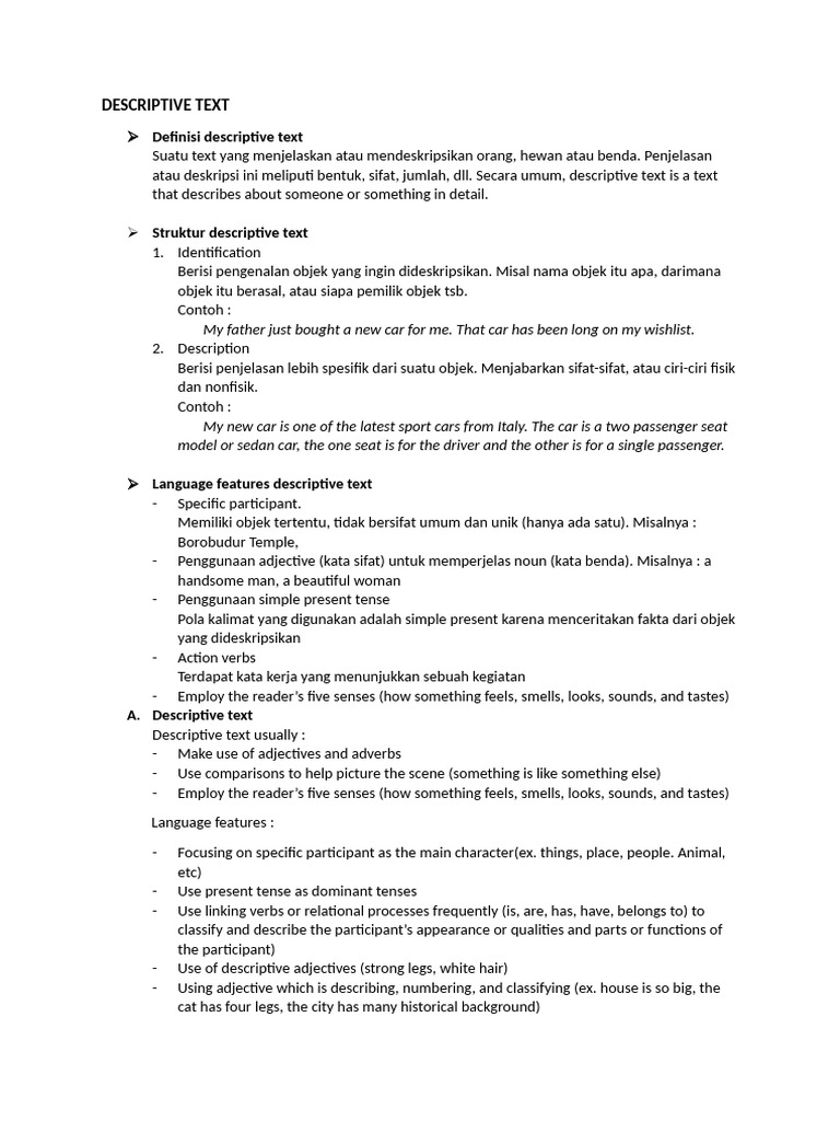 DESCRIPTIVE TEXT Lesson Plan | PDF