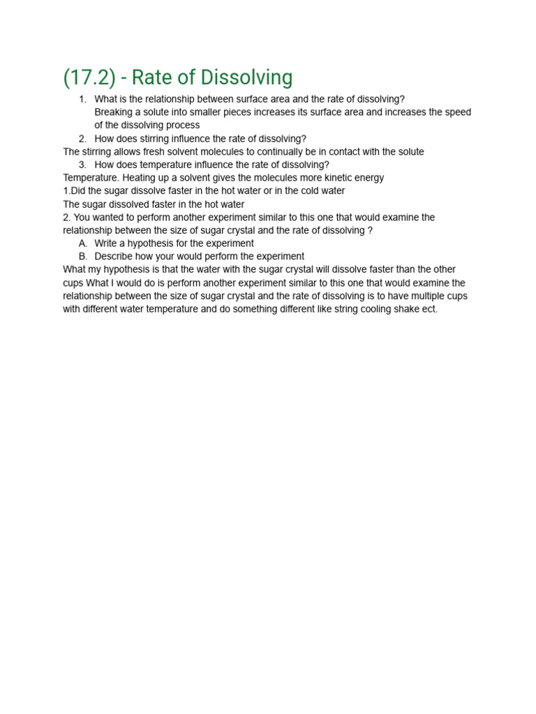 (17.2) - Rate of Dissolving | PDF