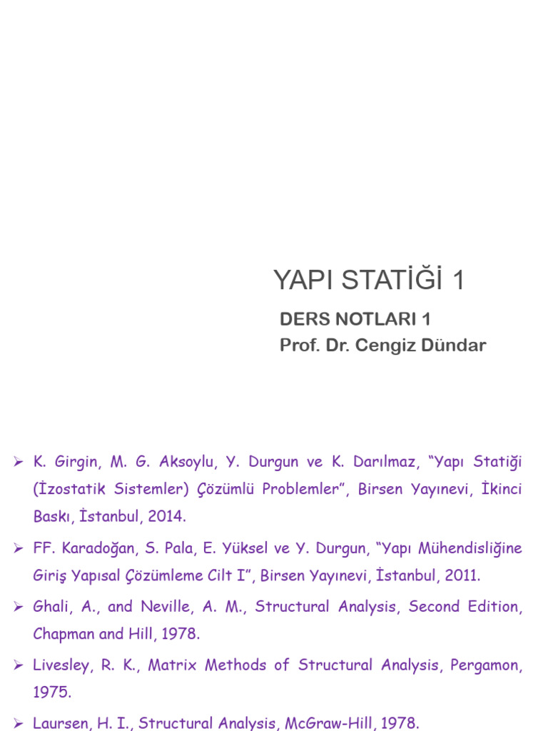 Yapi Stati̇ği̇ 1-1 - R1 | PDF