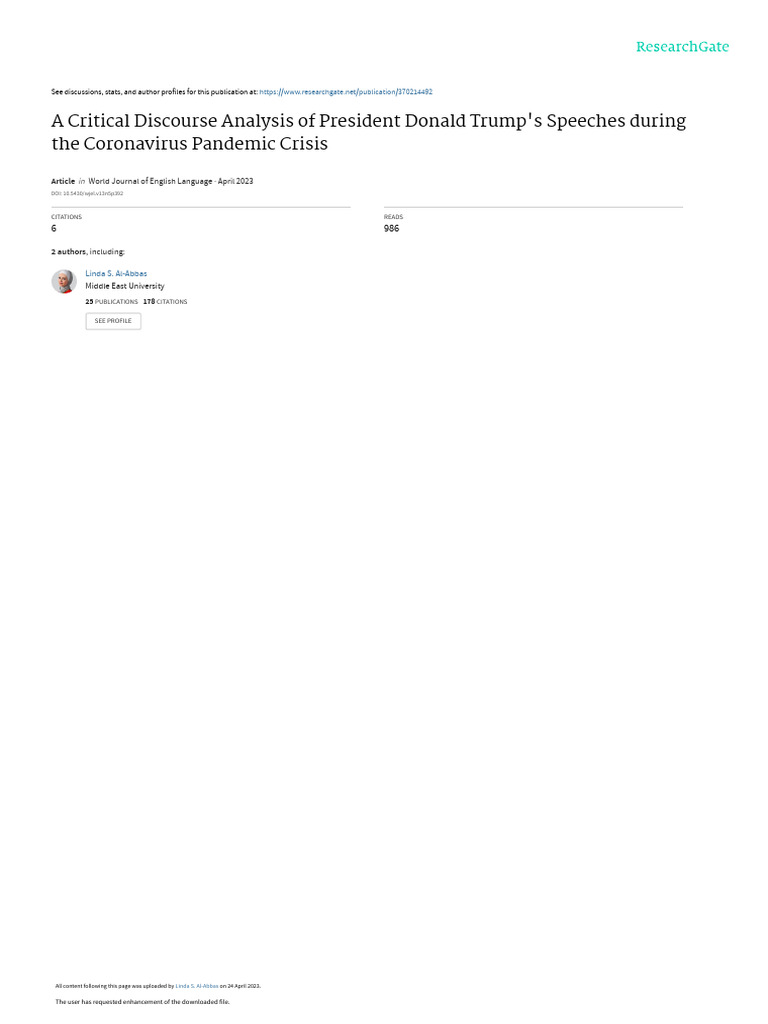 A Critical Discourse Analysis of President Donald Trump's Speeches ...