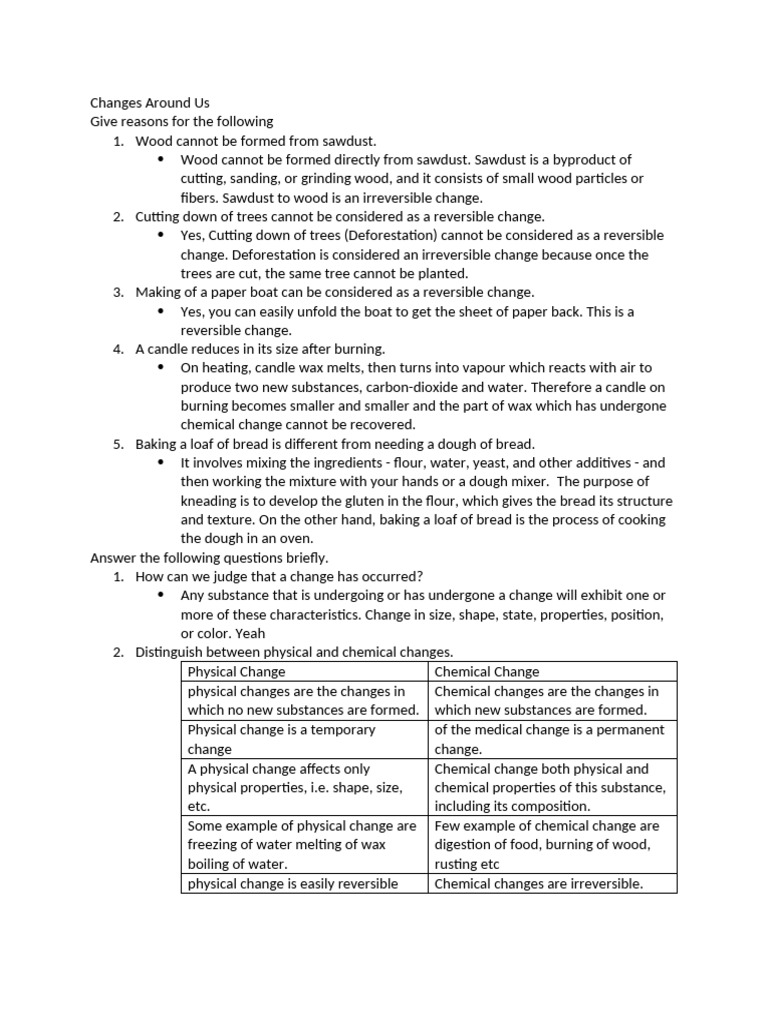Changes Around Us | PDF | Water | Breads