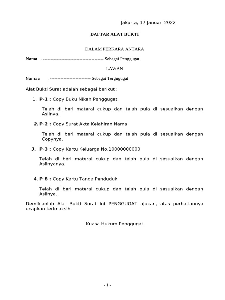 Daftar Alat Bukti | PDF
