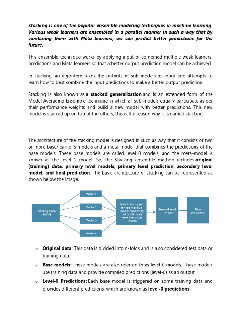 Stacking | PDF | Cross Validation (Statistics) | Algorithms