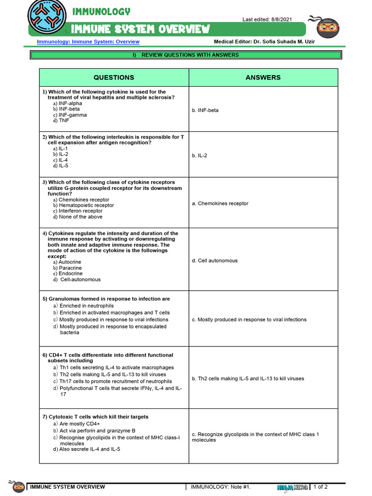 Immune System - Overview (2) Atf | PDF | Immune System | T Helper Cell