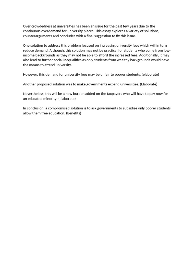 Over Crowdedness at Universities Has Been An Issue For The Past Few ...