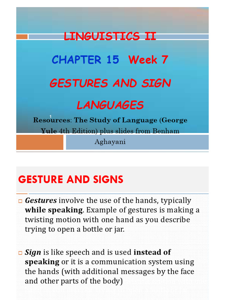 Chapter 15 Gestures and Sign Languages | PDF | American Sign Language | Gesture
