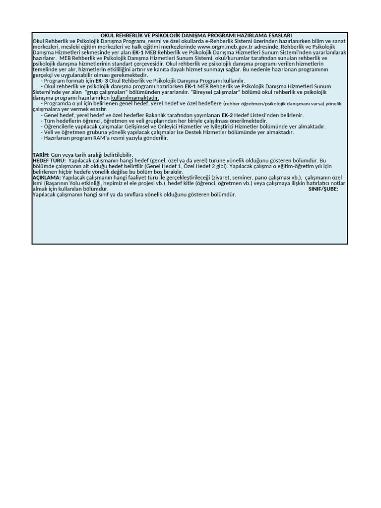 Guncel Ek-3 Okul Kurum Rehberlyk Programi | PDF