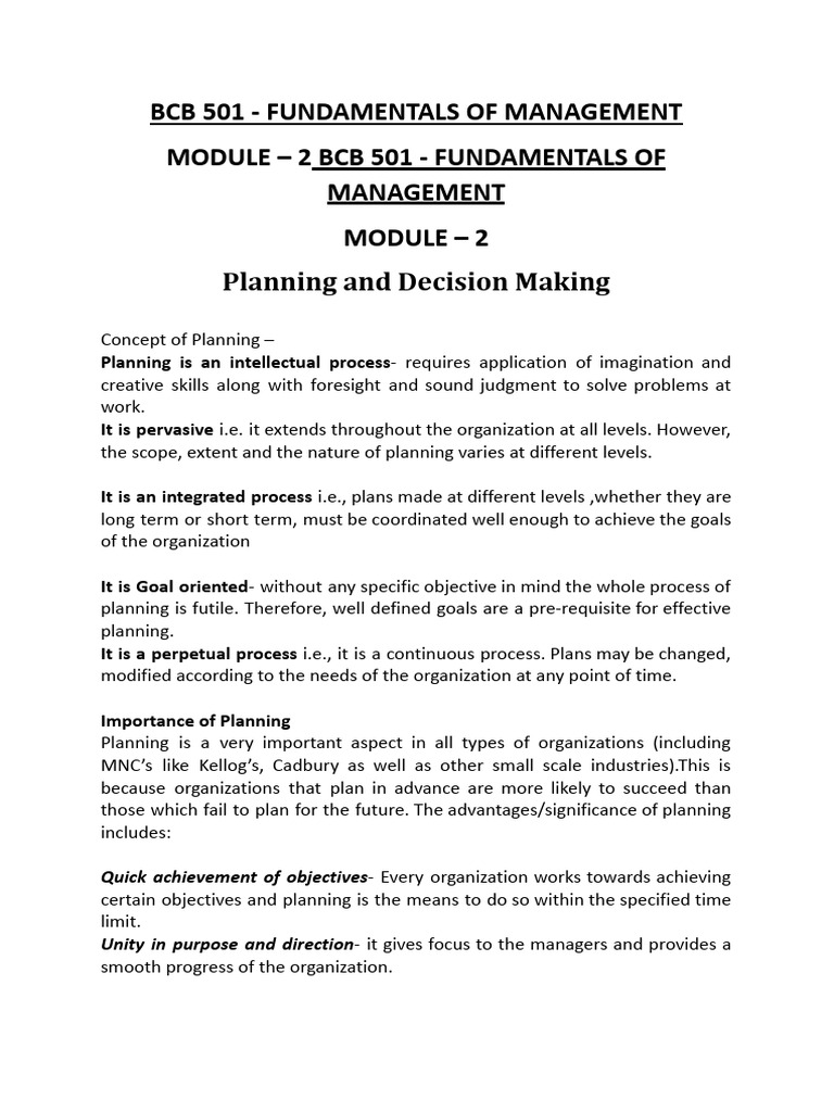 BCB 501 MODULE - 2 | PDF | Decision Making | Goal