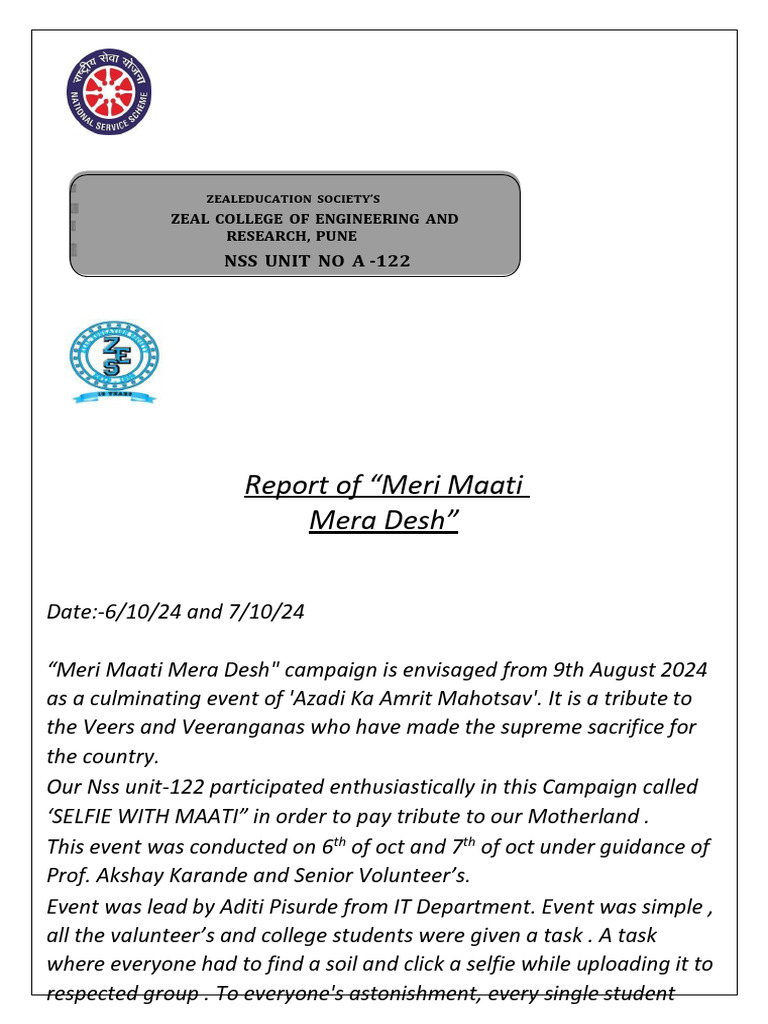 Meri Maati Mera Desh Event Report | PDF