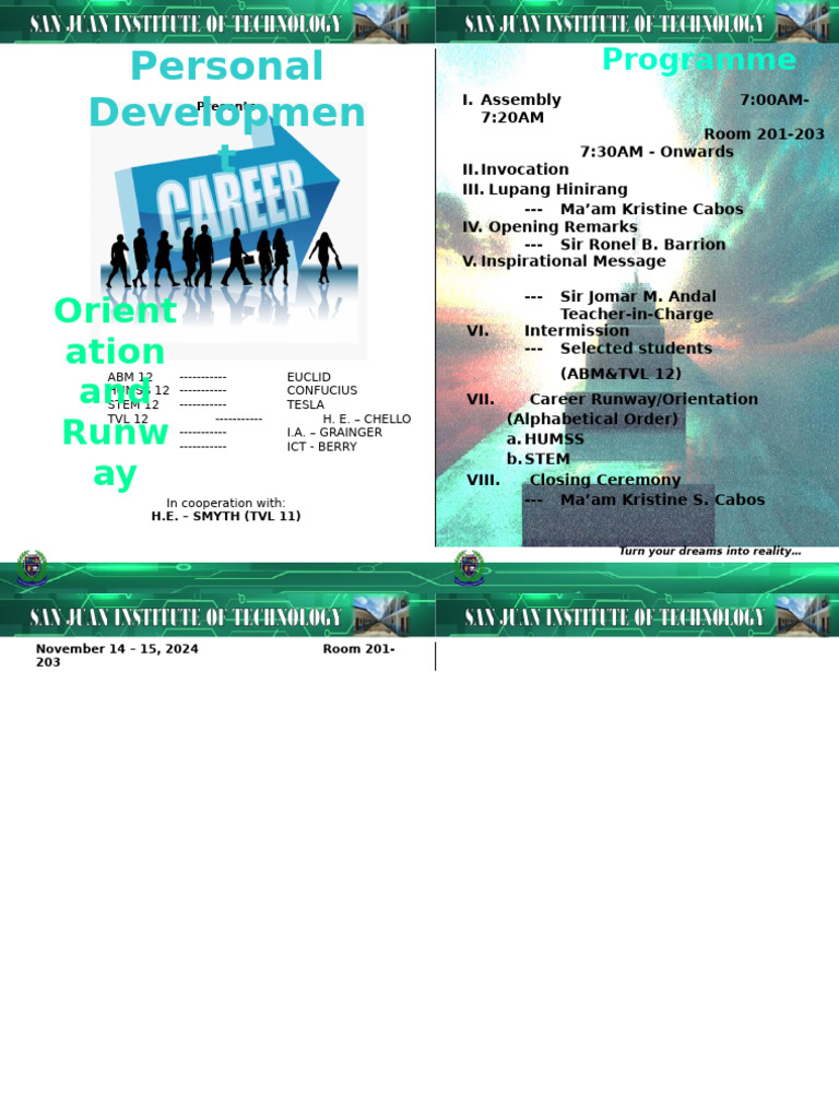 PerDev Program Career Orientation and Runway 1 | PDF