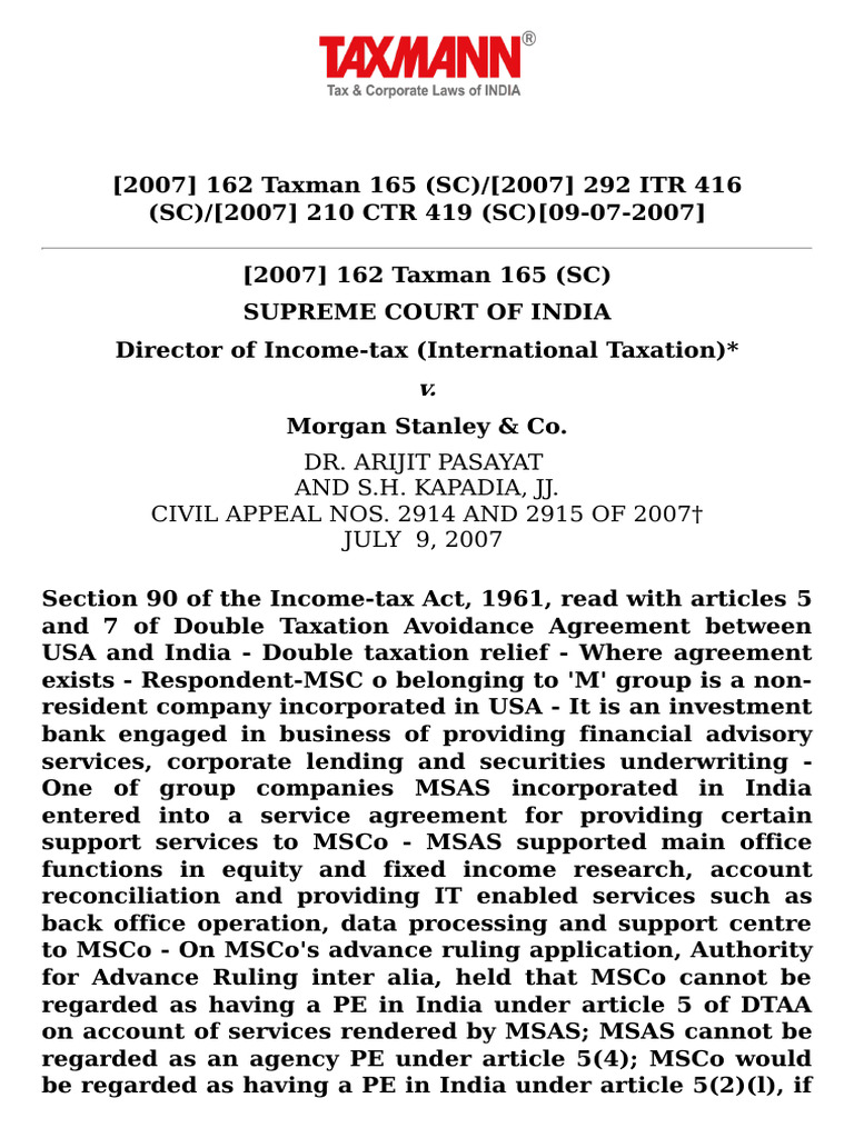 Morgan Stanley | PDF | Expense | Permanent Establishment