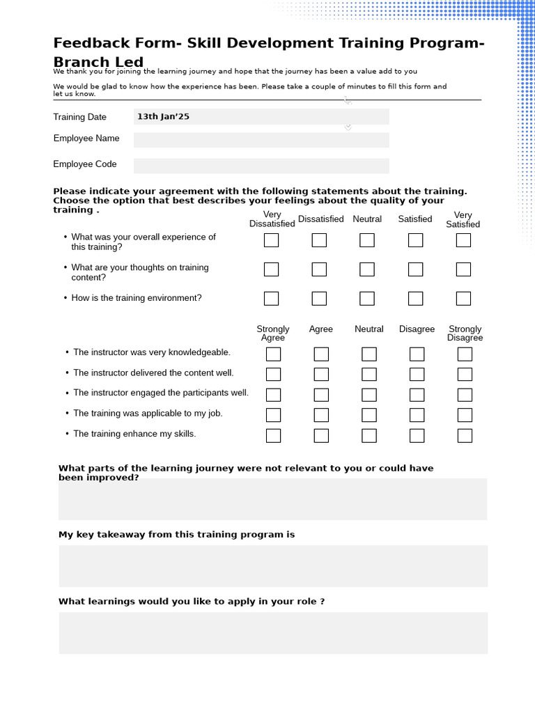 Editable Feedback Form - Skill Development Form | PDF