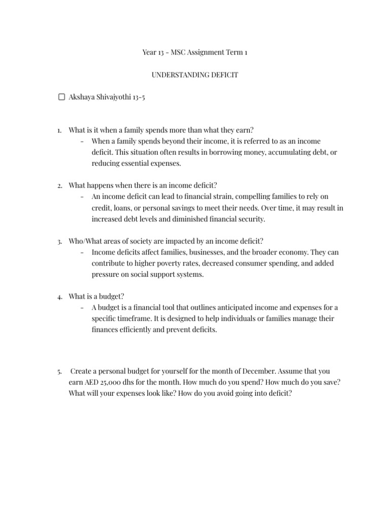 Year 13 - MSC Assignment 1 Term 1 | PDF | Government Budget Balance ...