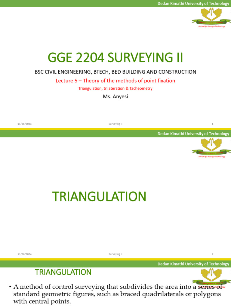 Triangulation Methods in Surveying II | PDF | Surveying | Elementary Geometry