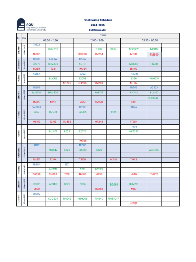 2024-2025 Fall - Lebanon - Final Exams (Business, ITC English) (v2) | PDF