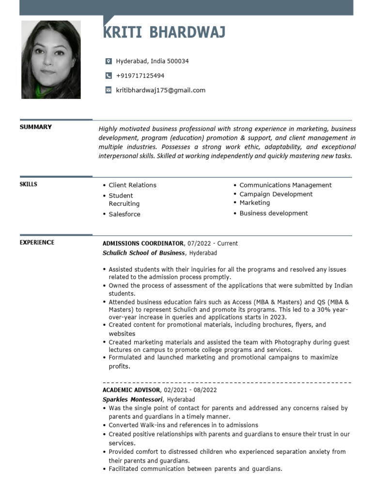 Kriti_Bhardwaj_CV | PDF | Advertising | Marketing
