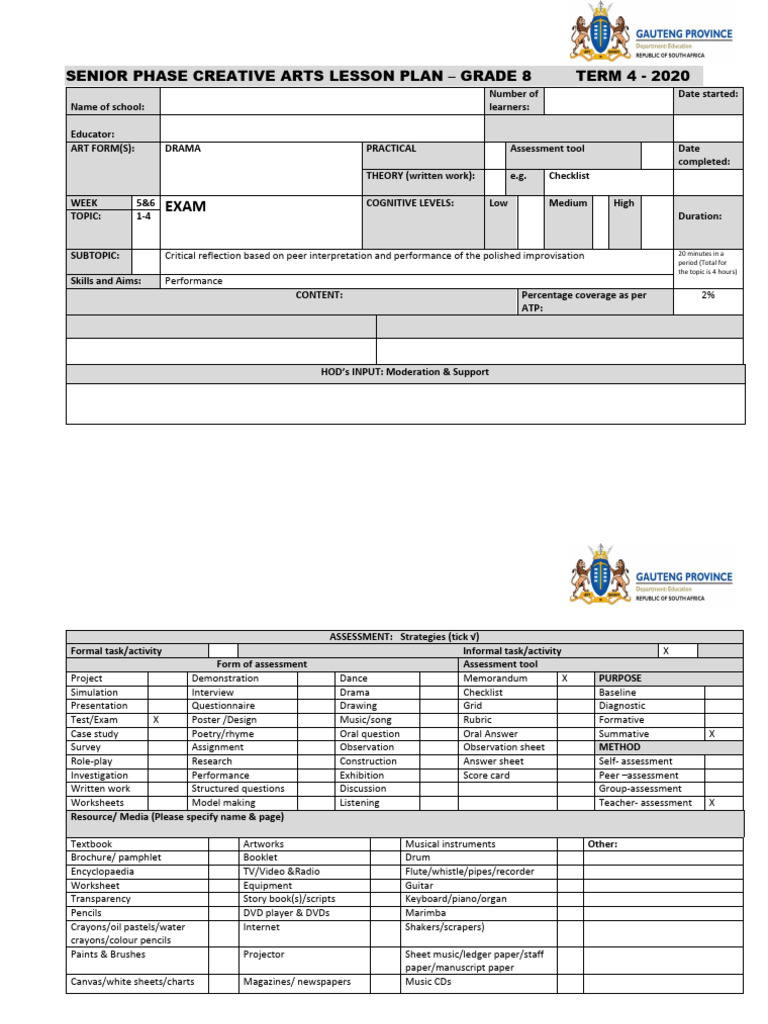 Grade 8 Drama Term 4 Lp3 | PDF