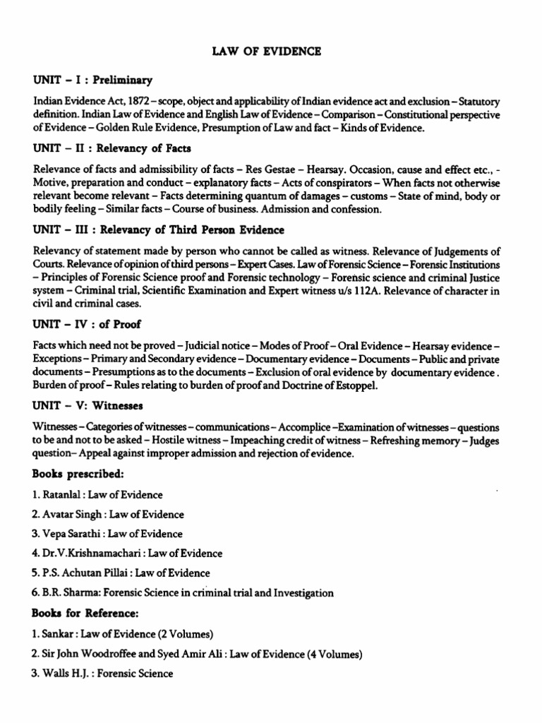 Law of Evidence | PDF