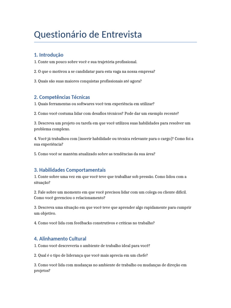 Questionario_Entrevista | PDF