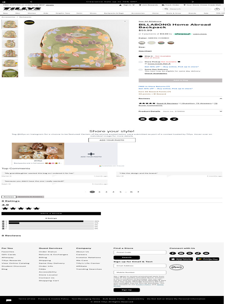 Billabong Home Abroad Backpack - Green Combo Tillys | PDF | Service Industries