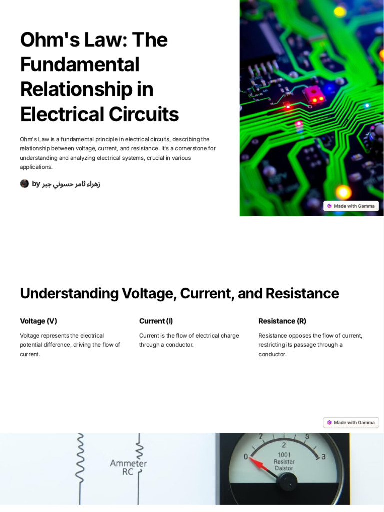 Ohm's Law: Voltage, Current, Resistance | PDF | Electrical Resistance ...