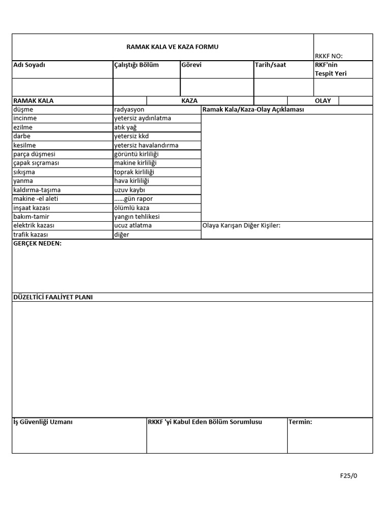 Ramak Kala Ve Kaza Formu | PDF