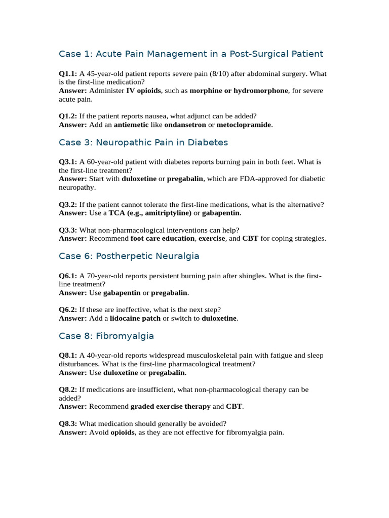 Pain management questions | PDF | Pain Management | Fibromyalgia