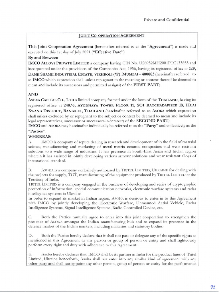 AS-IMCO Agreement | PDF