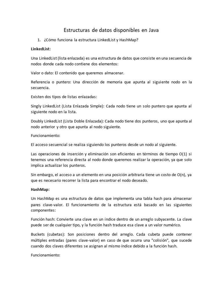 Estructuras de datos disponibles en Java | PDF | Puntero (Programación de computadora) | Datos ...