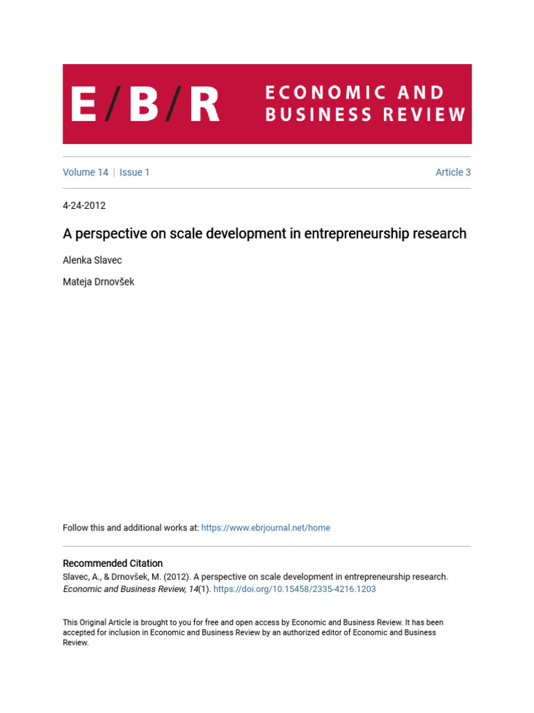 A Perspective On Scale Development in Entrepreneurship Research | PDF ...