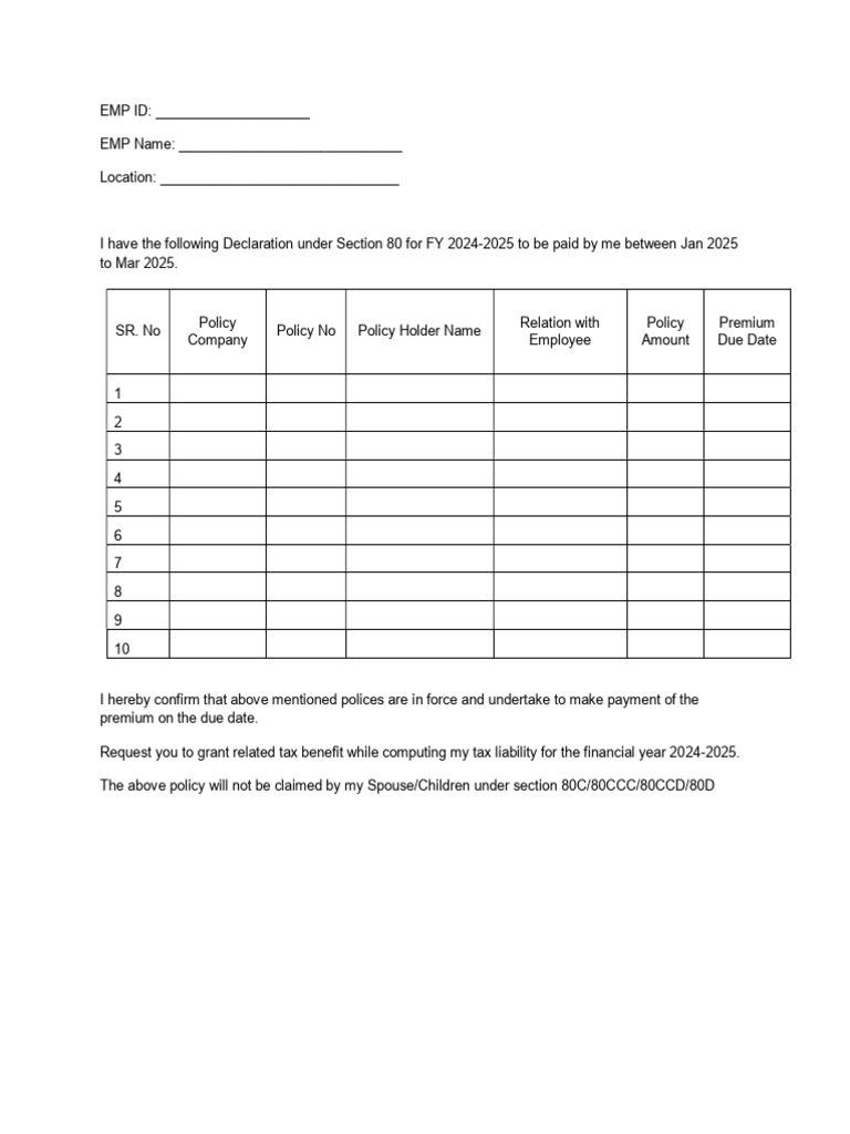 INsurance Premium DEcl | PDF