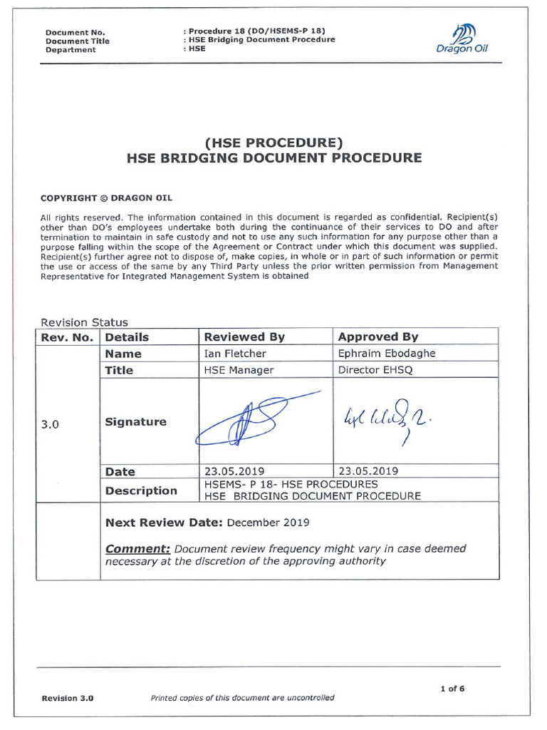 P-18.HSE Bridging Document | PDF