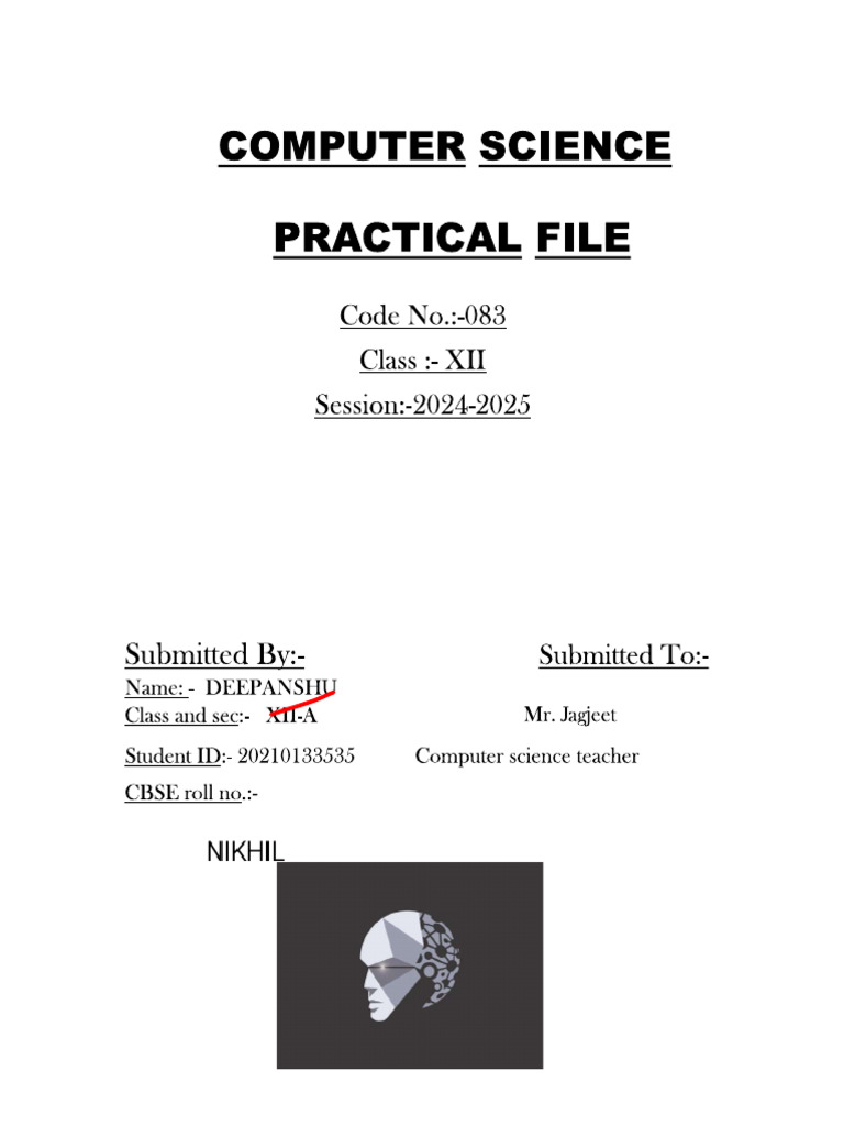 Cs Practical File DEEPANSHU-1 | PDF