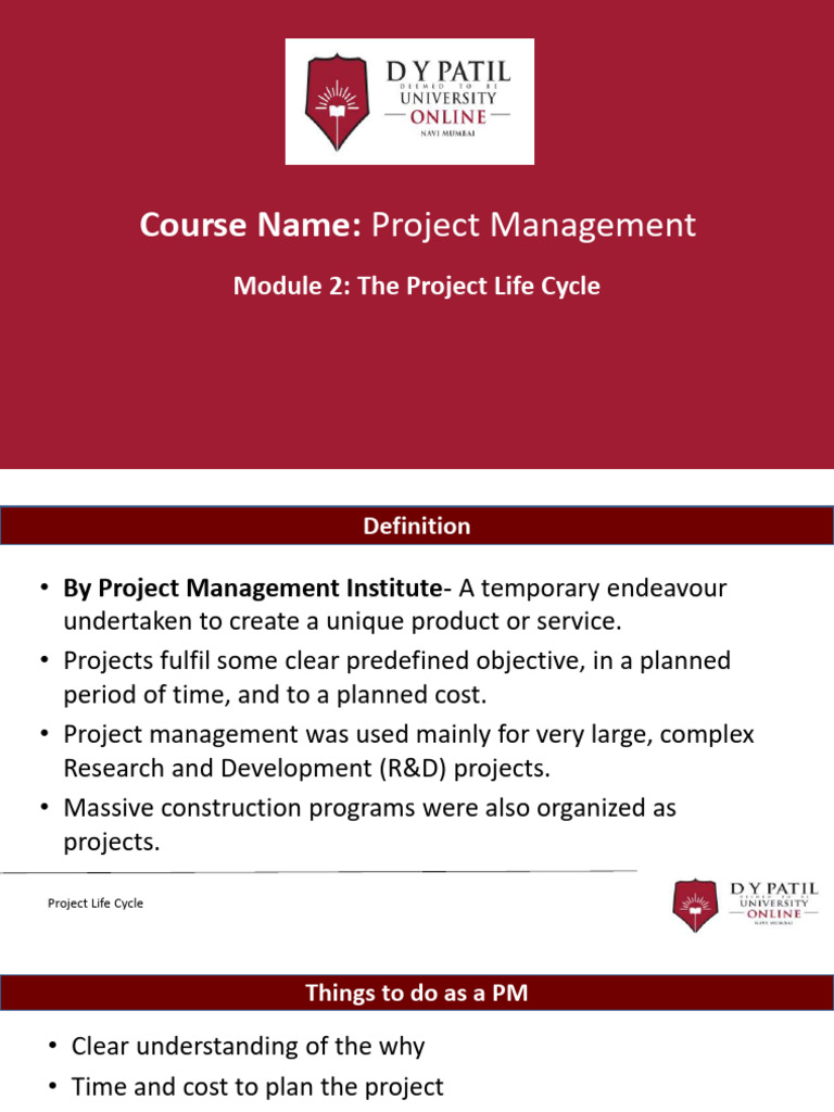 Mod 2 The Project Life Cycle | PDF | Project Management | Product Lifecycle