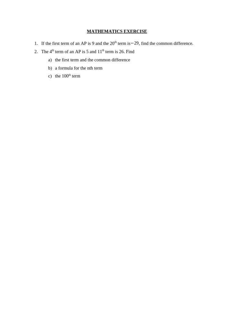 Mathematics Exercise.g11 Ngosa | PDF